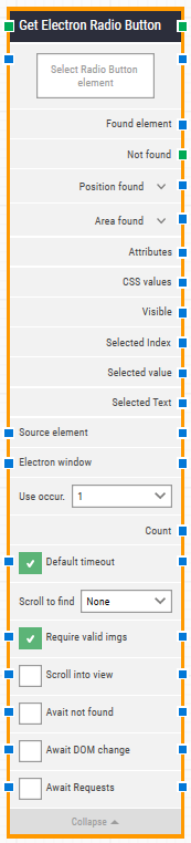 Get Electron Radio Button | Electron Blocks | Leapwork Documentation